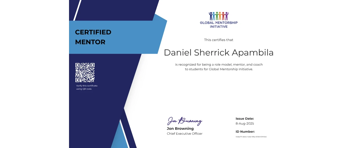 Check out Daniel Sherrick Apambila's Mentor English Program credential ...