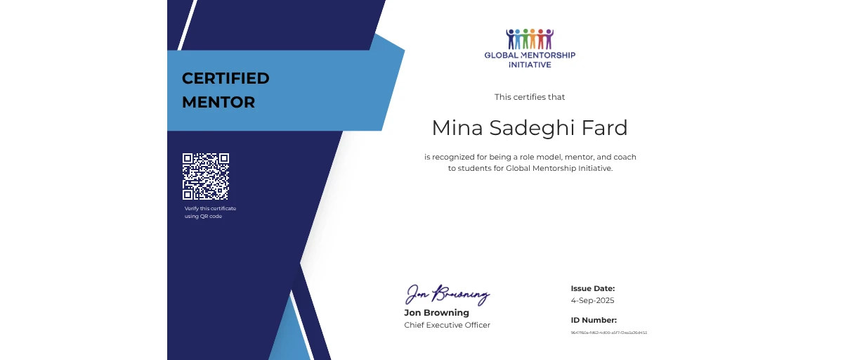 Check out Mina Sadeghi Fard's Mentor English Program credential issued ...