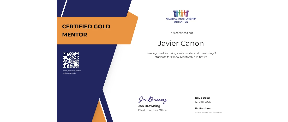 Check out Javier Canon's Gold (3) Mentor English Program credential ...