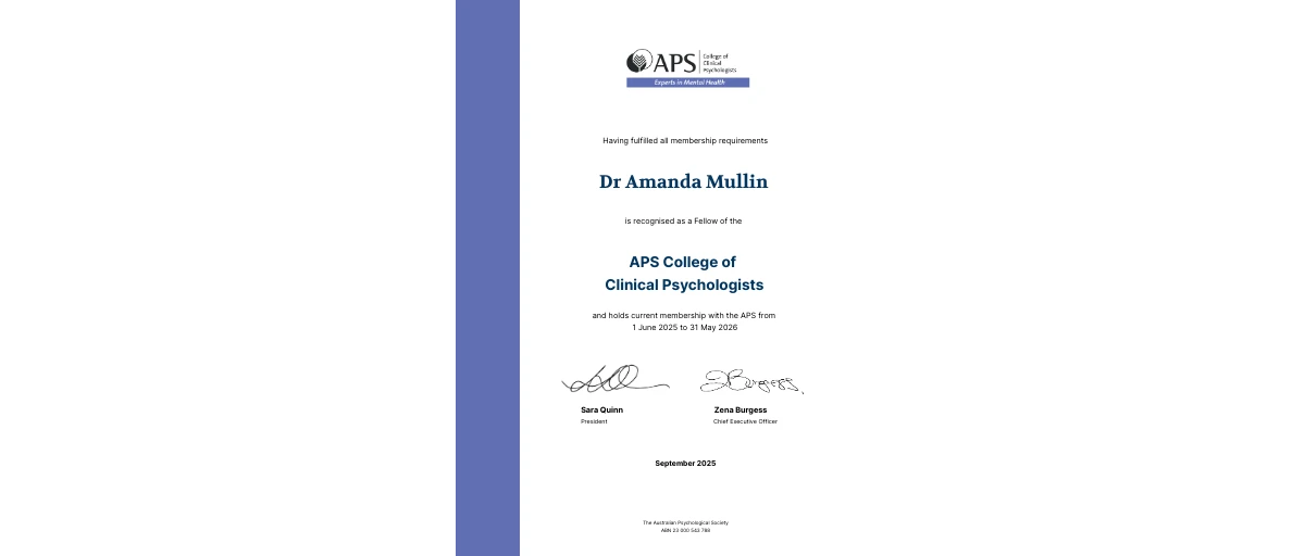 Check out Dr Amanda Mullin's APS College of Clinical Psychologists ...
