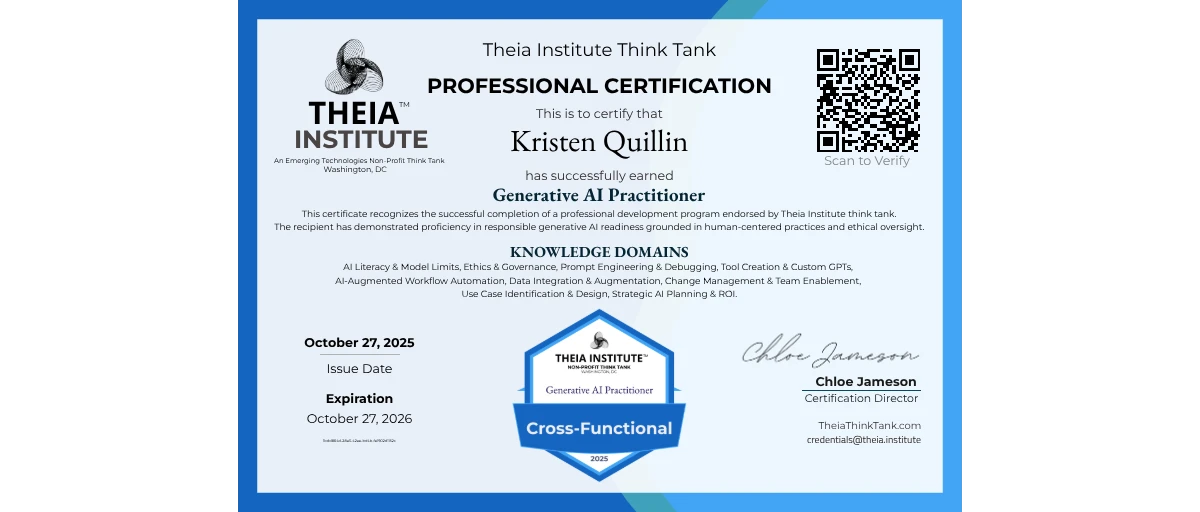 Check out Kristen Quillin's Cross-Functional Generative AI Practitioner ...