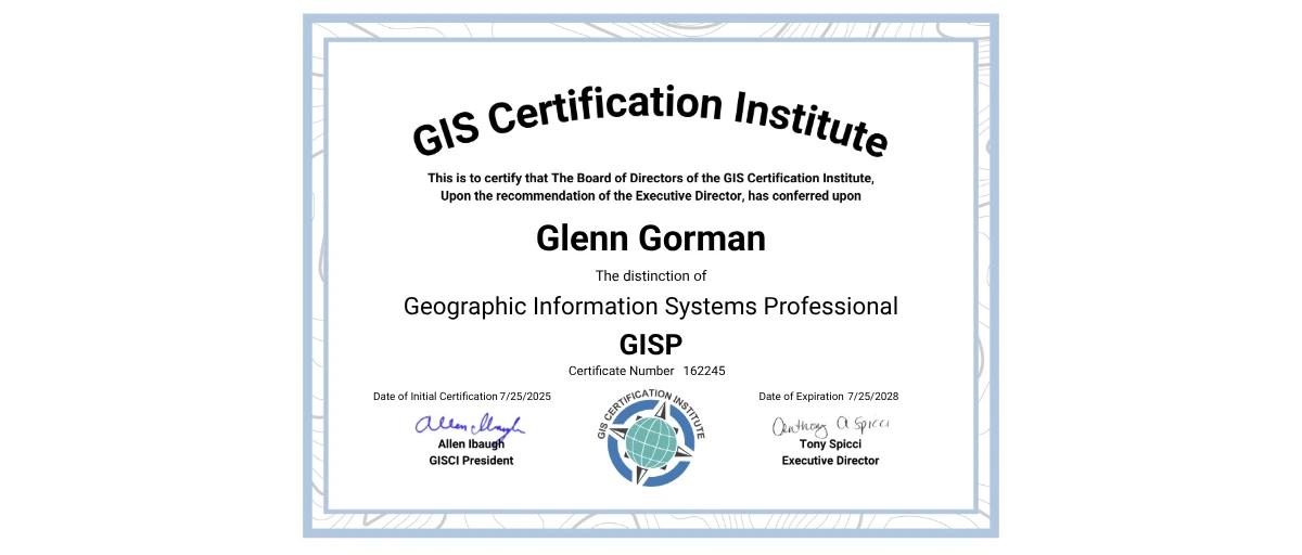 Check out Glenn Gorman's New GISP credential issued by GIS ...