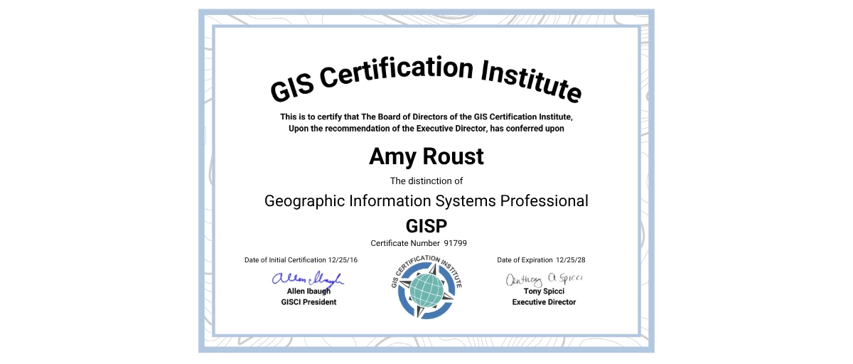 Check out Amy Roust's Recertifying GISP credential issued by GIS ...